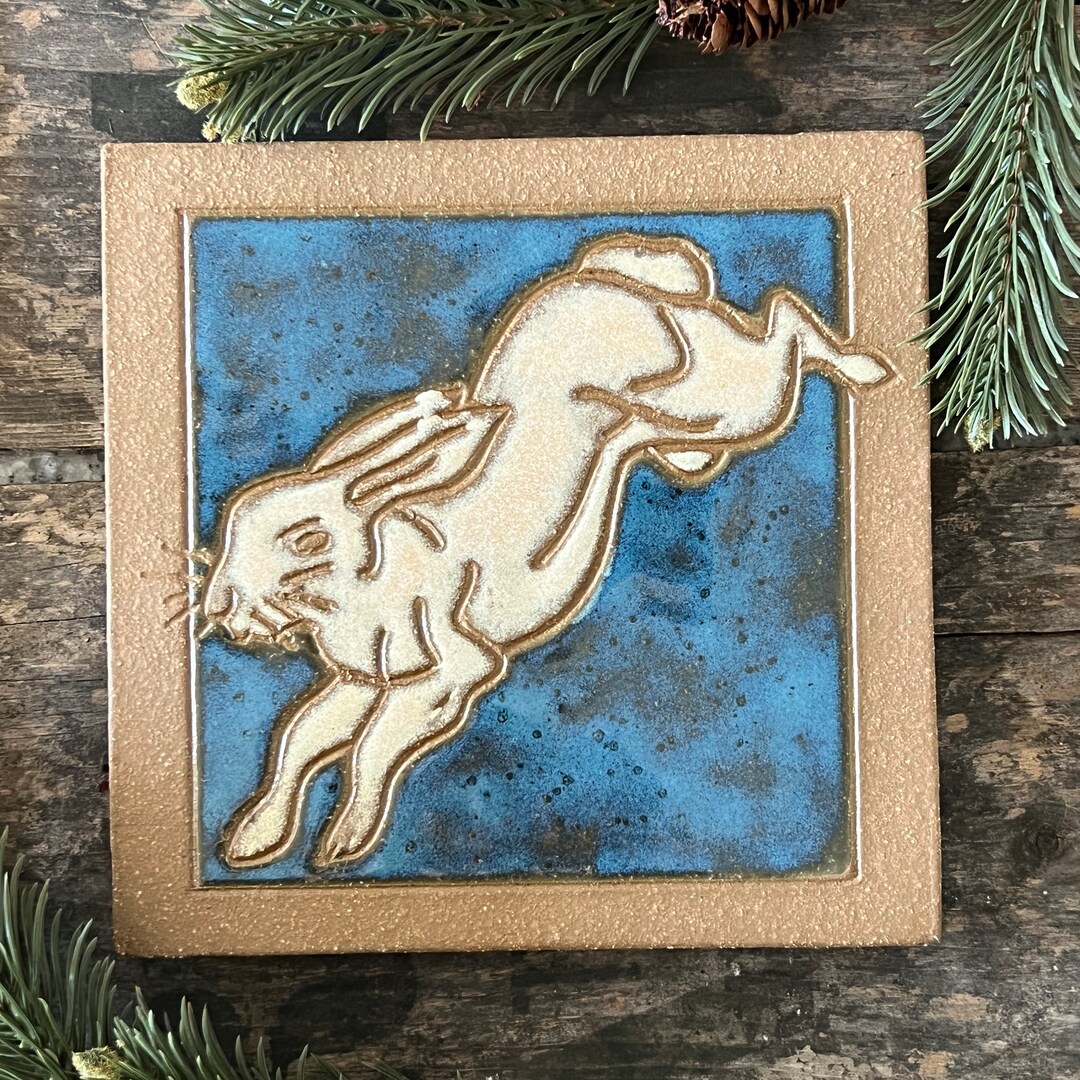 Rabbit Tile Bunny Tile Wall Art Ceramic Wall Hanging - Etsy
