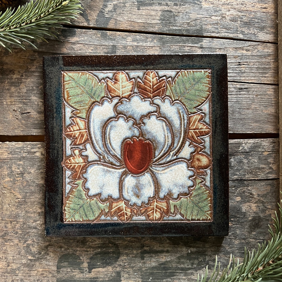 Magnolia Tile - Art Nouveau Wall Art - Ceramic Tile - Wall Hanging - Etsy