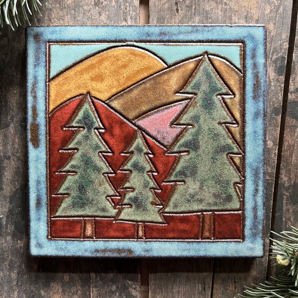Wall Tile Mountain Forest - Etsy
