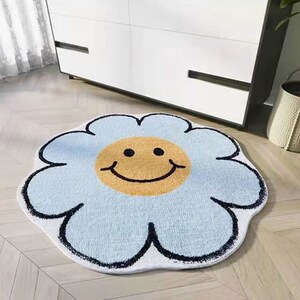 Novelty Smiley Face Flower Rugunique Home and Living - Etsy