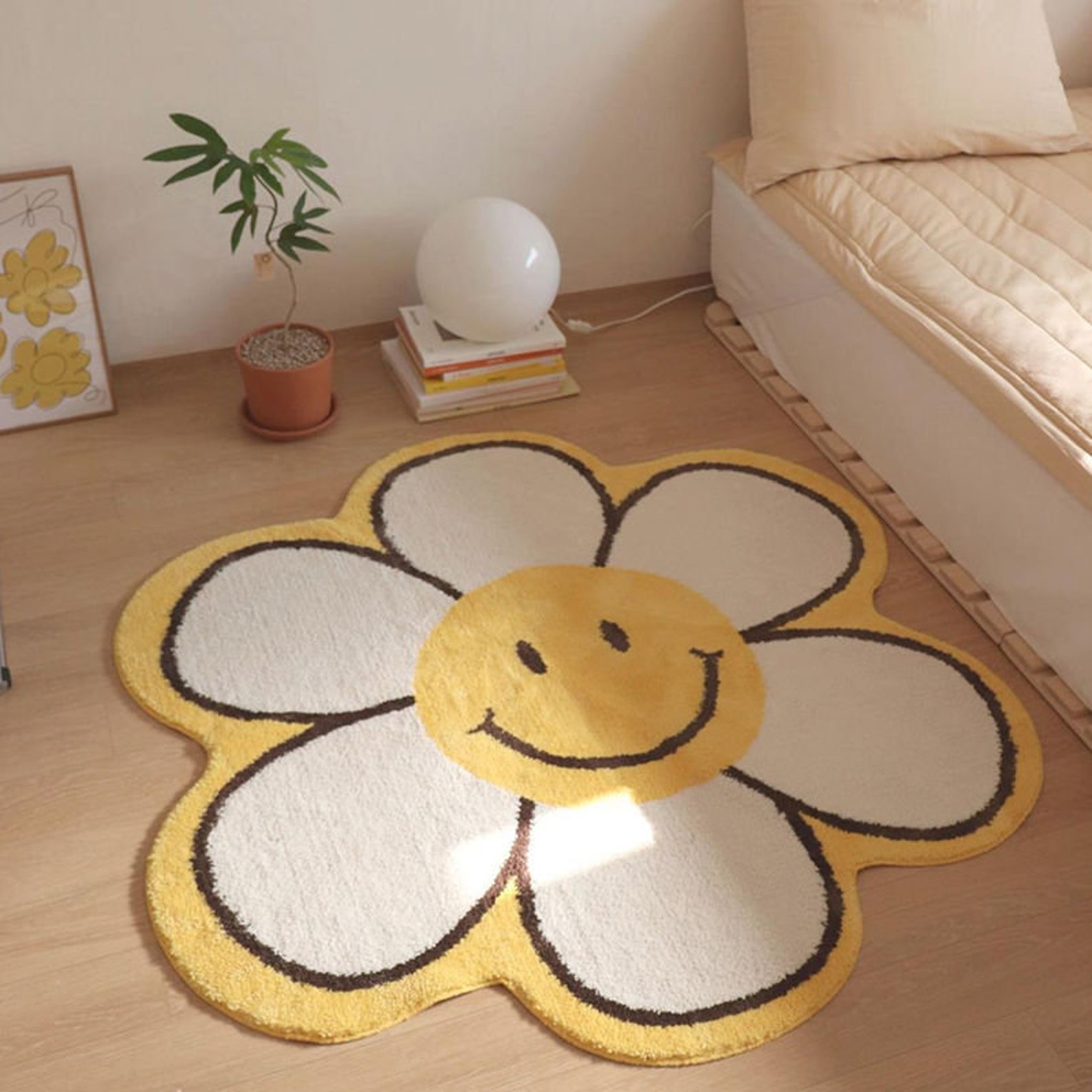 Novelty Smiley Face Flower Rugunique Home and Living - Etsy