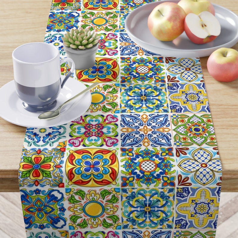 Mediterranean Tile Table Runner: Italian Kitchen Decor - Etsy
