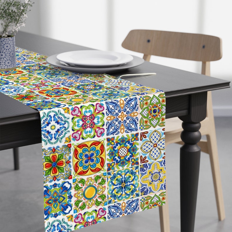 Mediterranean Tile Table Runner: Italian Kitchen Decor - Etsy