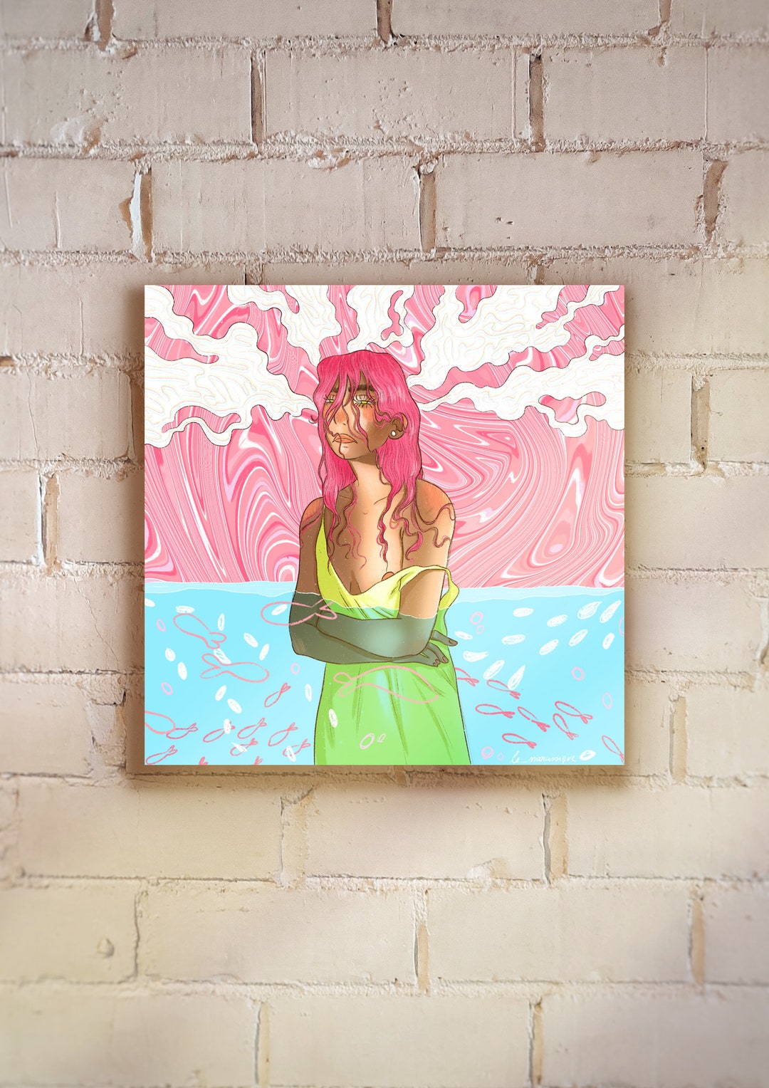 OVERTHINKING GIRL PRINT Line Art Overthinking Original Illustration Art ...