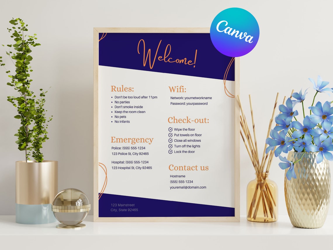 VRBO Welcome Sign Editable and Printable Canva Template. VRBO Template ...