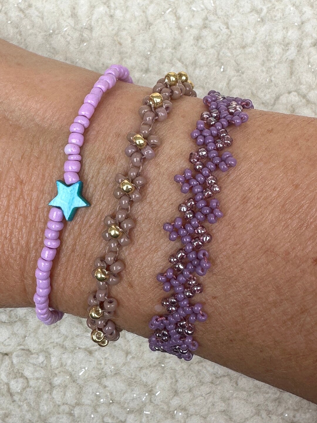 Autumn Dainty Friendship Bracelet Set Colorful Purple & - Etsy