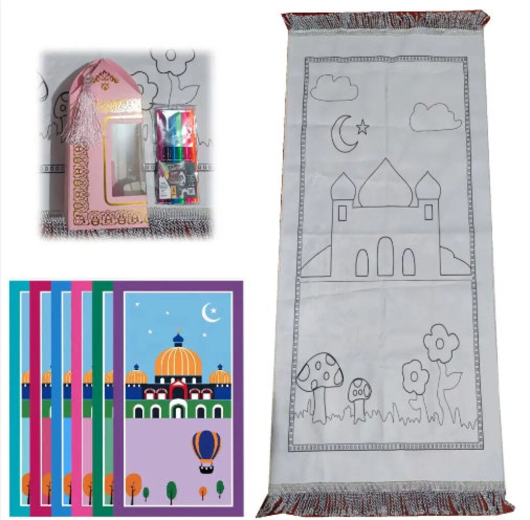 Kids Prayer Rug With Markers | Prayer Rug | Islamic Gifts L Muslim Gift ...