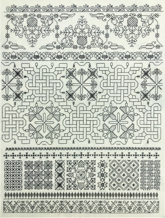 Weaving & Tapestry Blackwork Band Sampler PDF chart/pattern using ...
