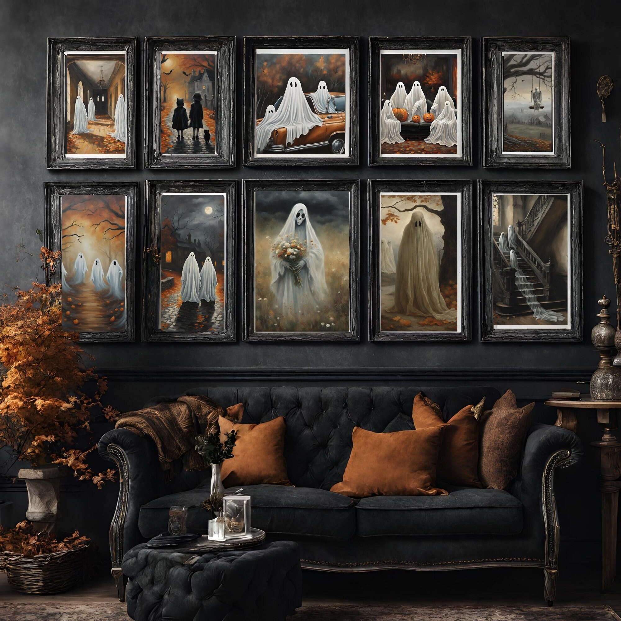 Halloween Sheet Ghosts Wall Art Bundle - 40 Printable Images - Instant ...