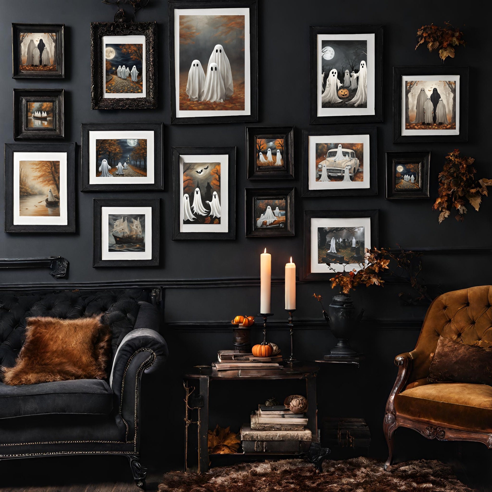 Halloween Sheet Ghosts Wall Art Bundle - 40 Printable Images - Instant ...