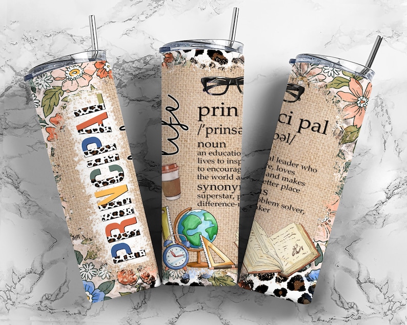 20 Oz Skinny Tumbler Principal Life Sublimation Design PNG Instant ...