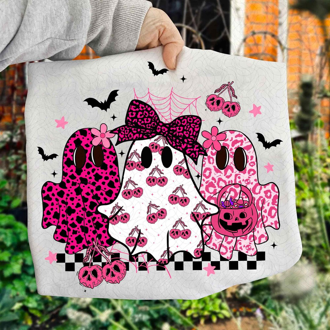 Retro Pink Leopard Pumpkin Ghost PNG, Halloween Girly Ghost Sublimation ...