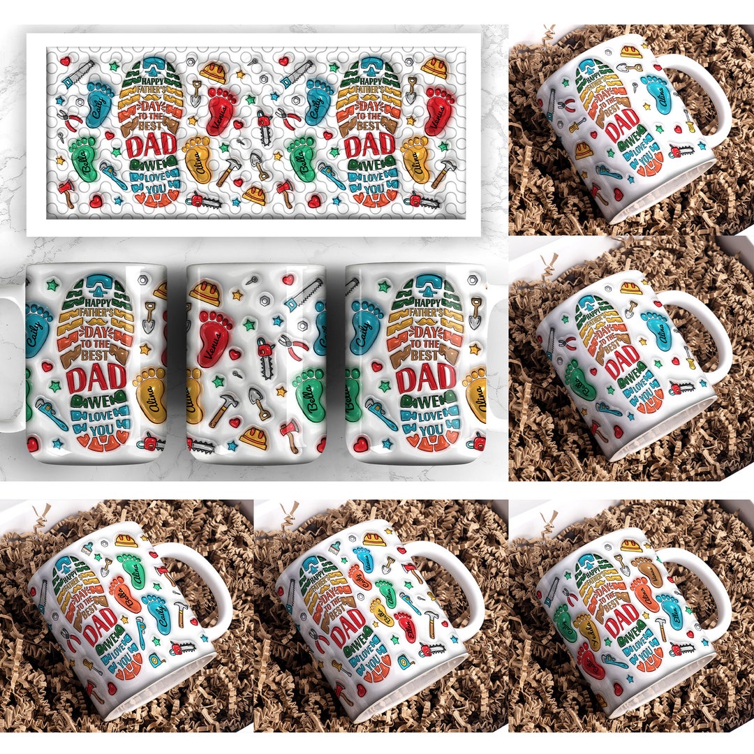 Personalized Dad 3D Inflated Mug Wrap, Custom Dad Footprint up to 6 ...