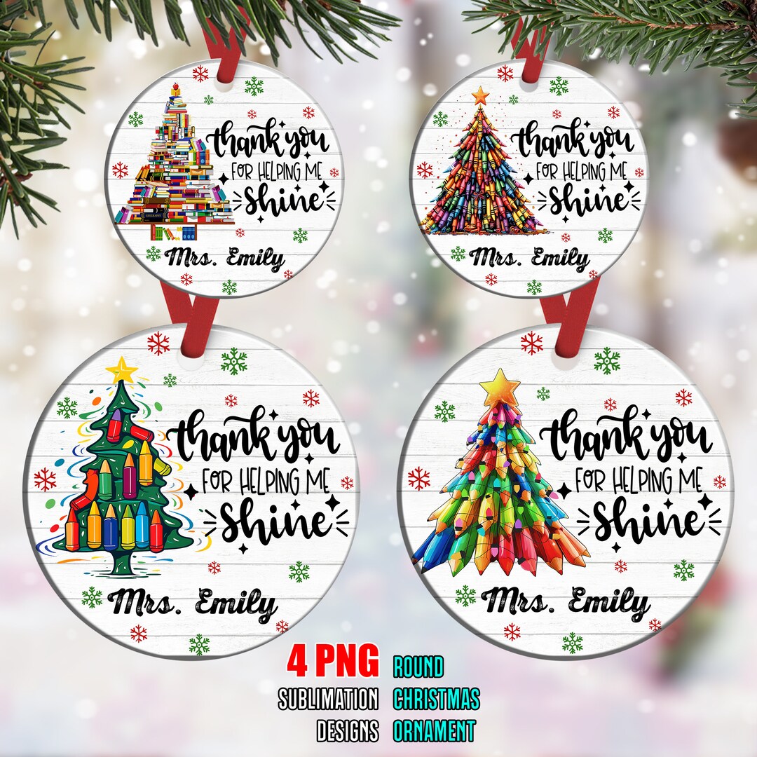 Custom Teacher Christmas Ornament PNG, Christmas Crayon Ornament PNG ...