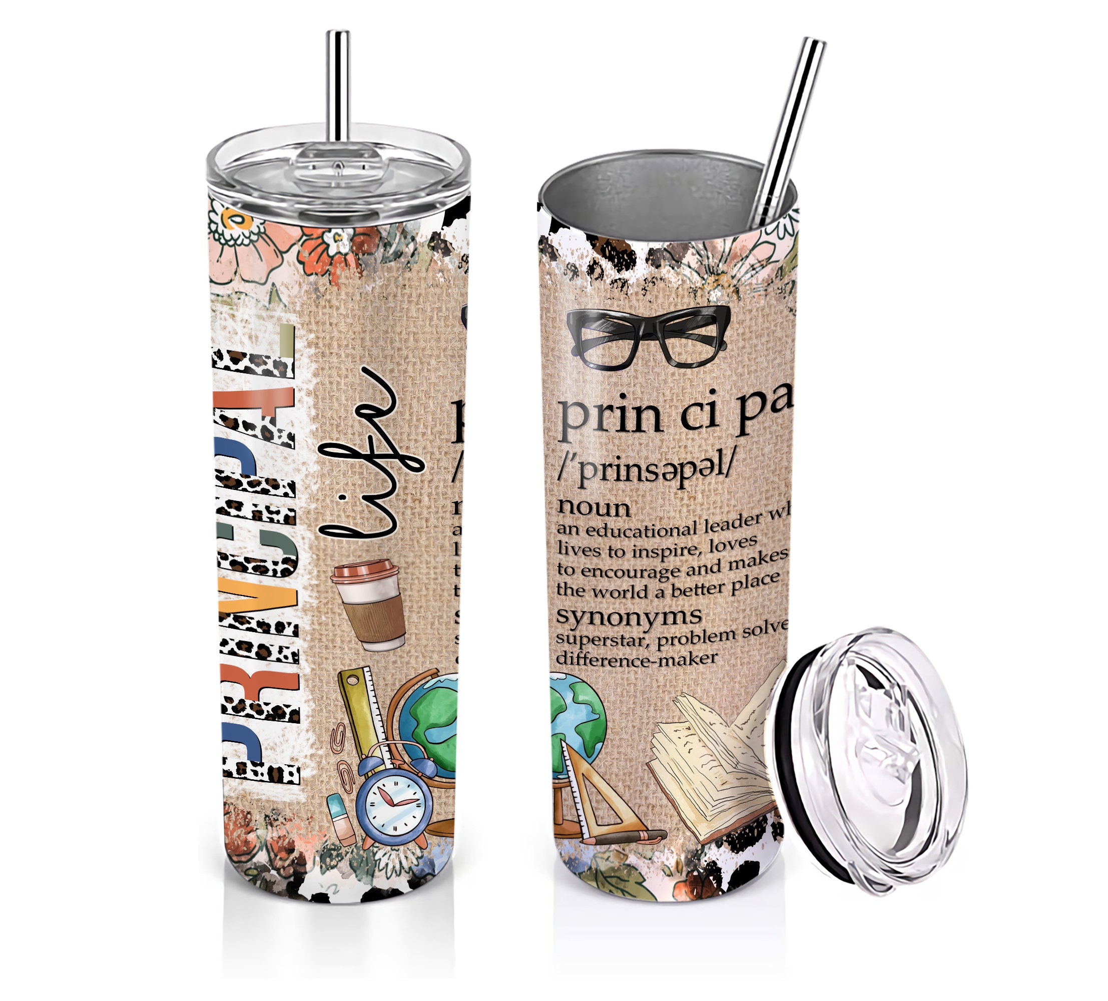 20 Oz Skinny Tumbler Principal Life Sublimation Design PNG Instant ...