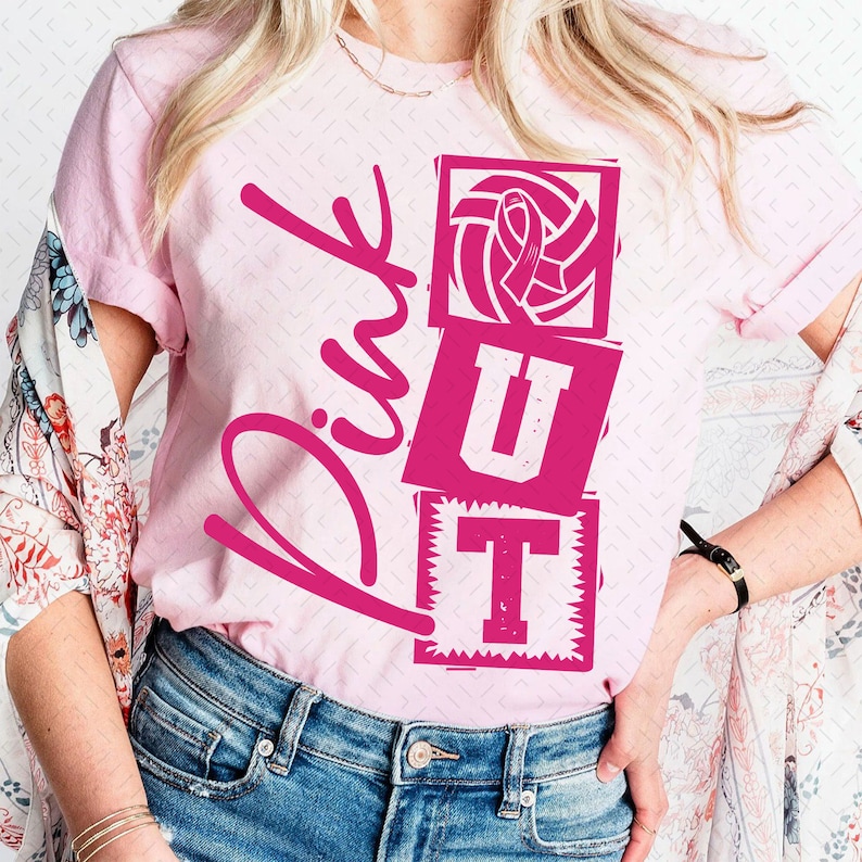 Pink Out Volleyball Svg Png, Breast Cancer Awareness Svg, Together We ...