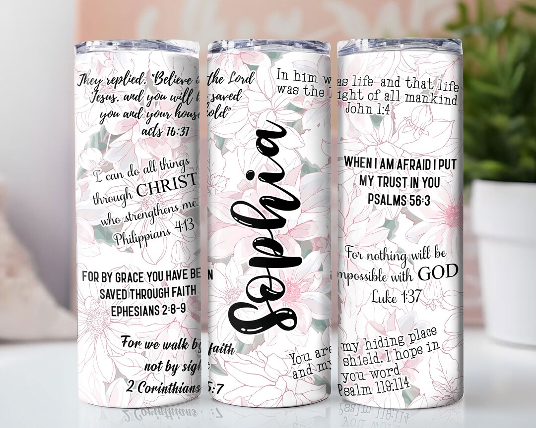 Bible Verses 20 Oz Skinny Tumbler Christian Tumbler Wrap Affirmations ...