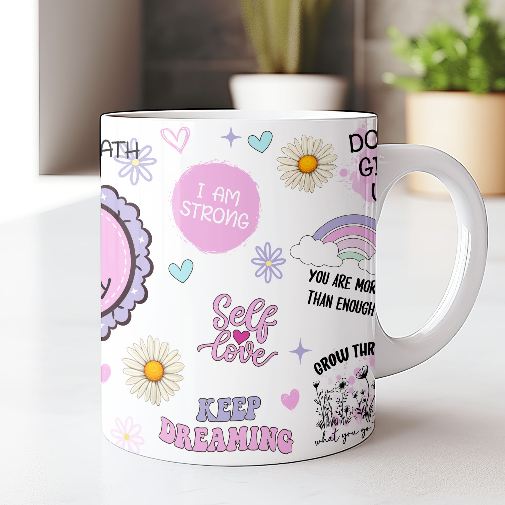 Cup of Positivity Mug PNG, 11oz Mug Wrap for Sublimation, Sublimation ...