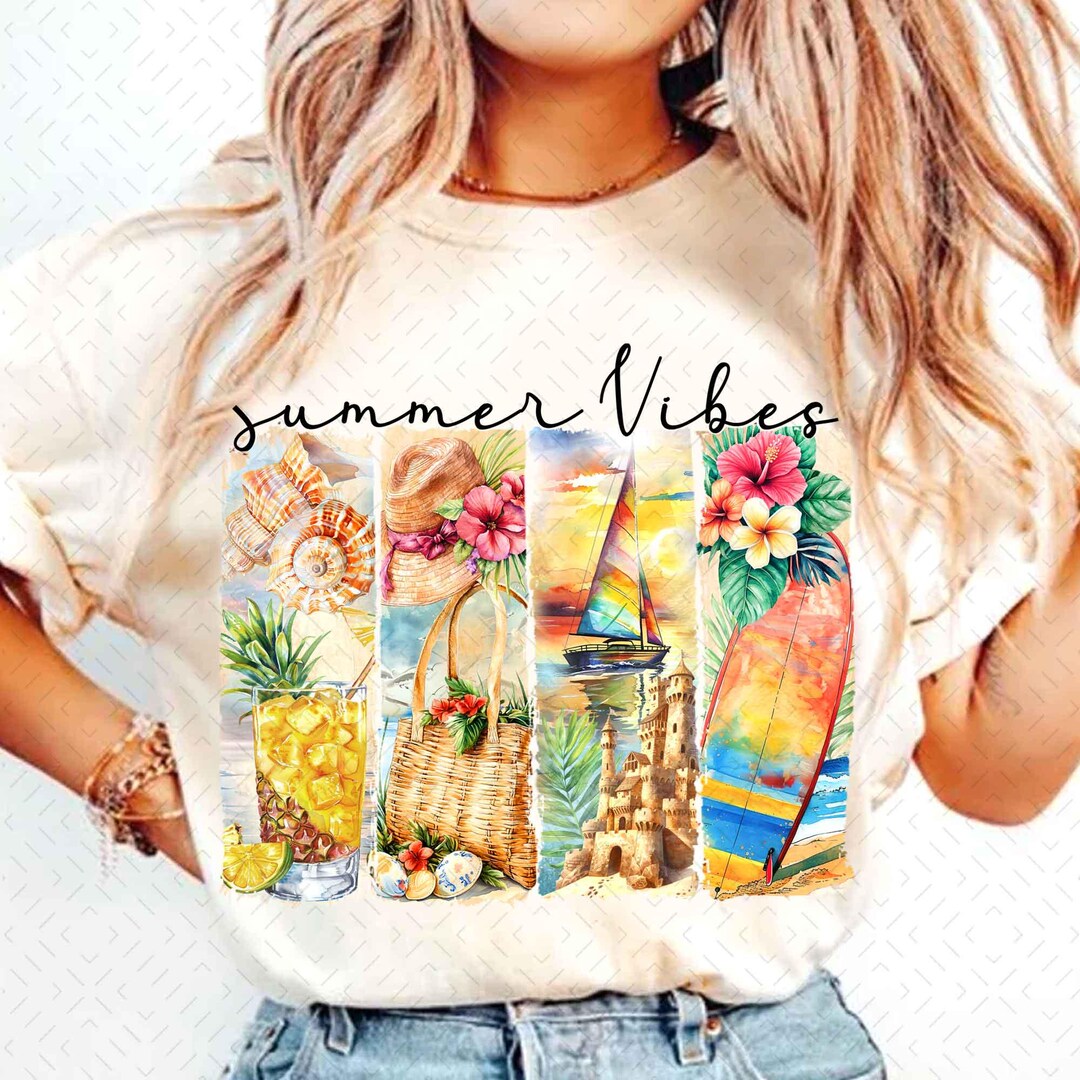 Summer Vibes PNG, Retro Summer Png, Beach Scene Sublimation PNG, Summer ...
