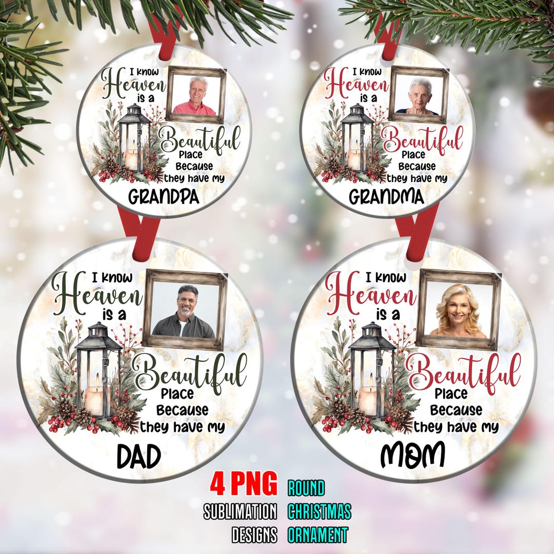 Memorial Photo Ornament Bundle PNG, Personalized Remembrance ...