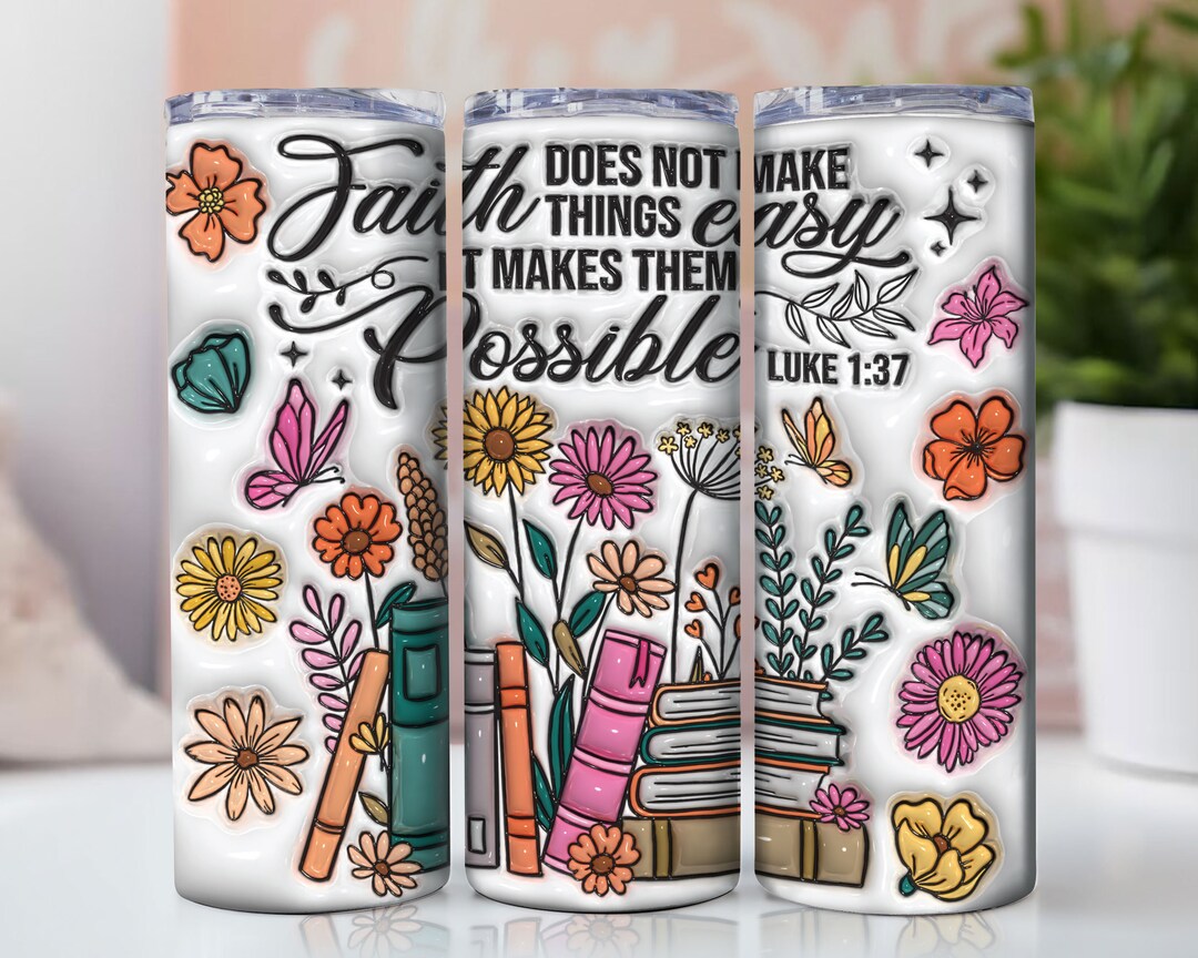 3D Faith Inflated Tumbler Wrap, Retro Christian Puffy Tumbler Design ...