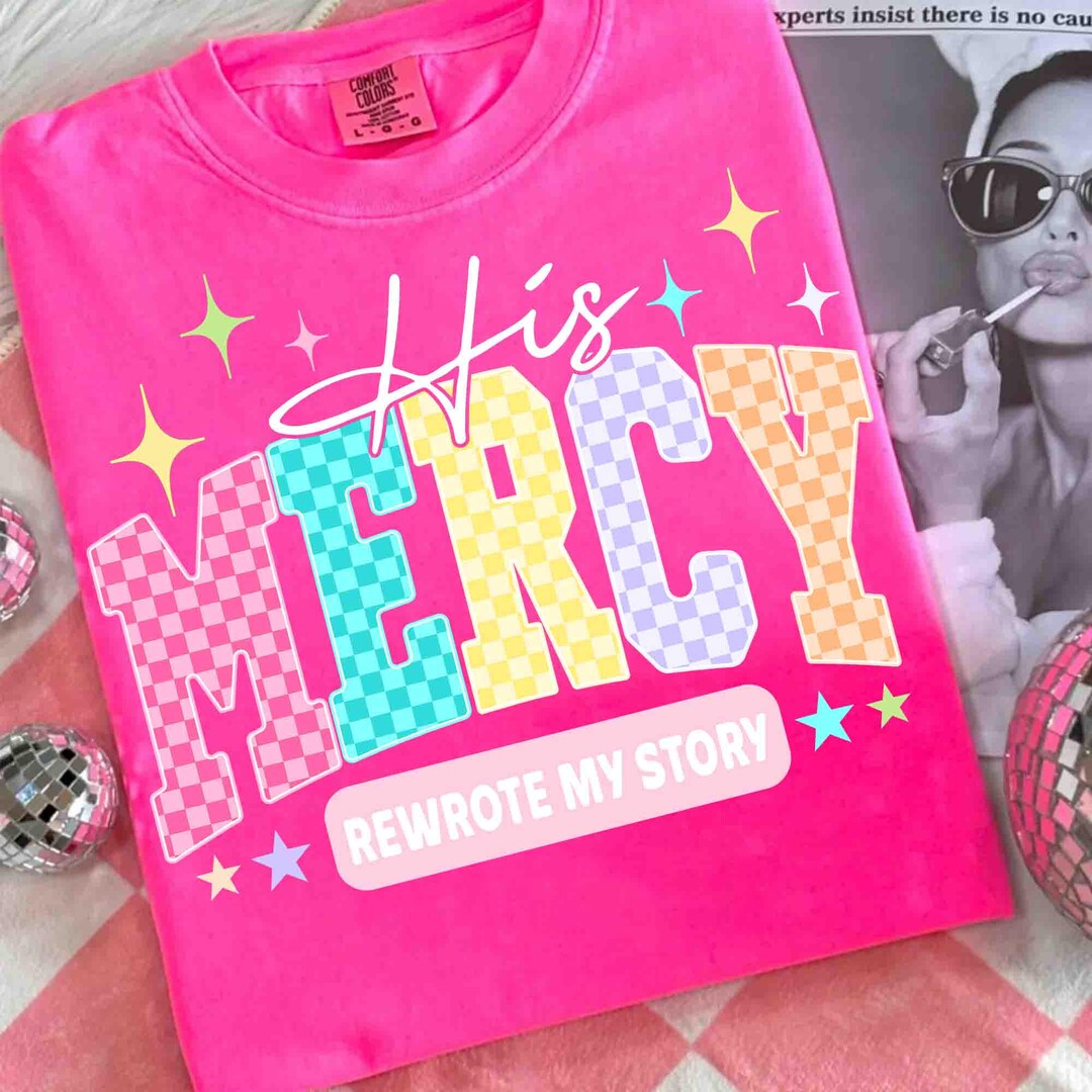 Checkerboard His Mercy Rewrote My Story Png, Preppy Christian Women Png ...