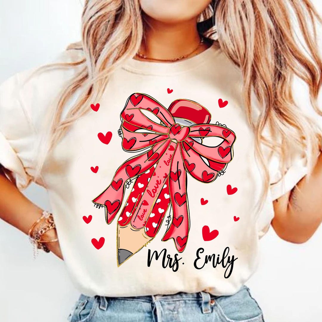 Teacher Valentine Coquette Bow Pencil Png, Glitter Valentine Teacher ...