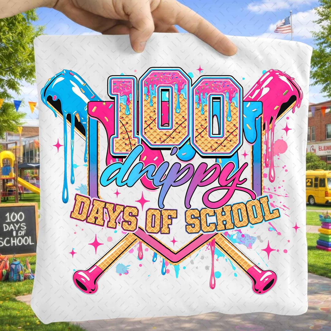 100 Drippy Days of School Png, Baseball Ice Cream Png, Funny Boys Kids ...