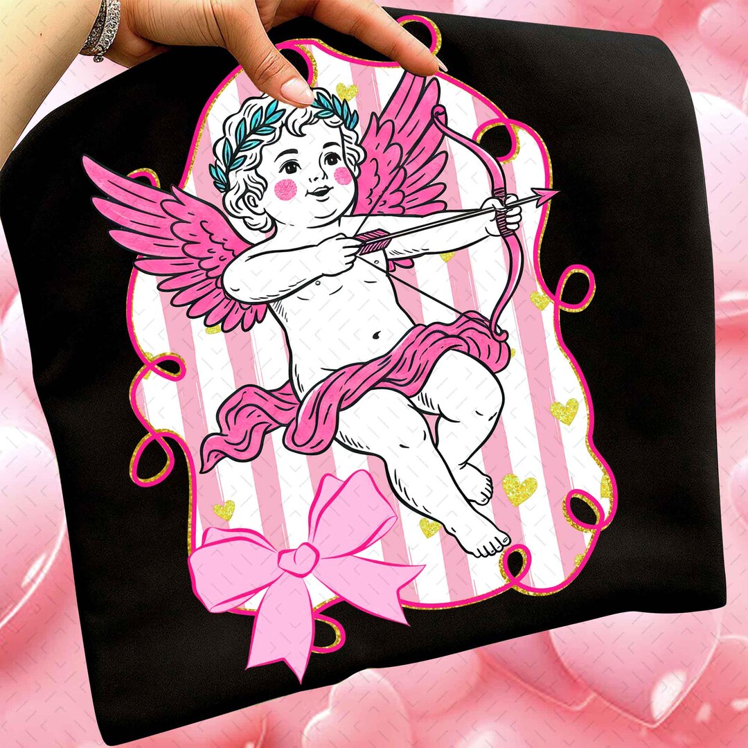 Preppy Cupid PNG, Cute Coquette Cupid, Pink Valentine Angel Design ...