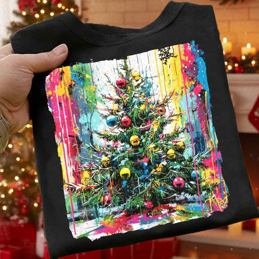Christmas Tree Png, Brushstroke Christmas Png, Splatter Paint Xmas Png ...