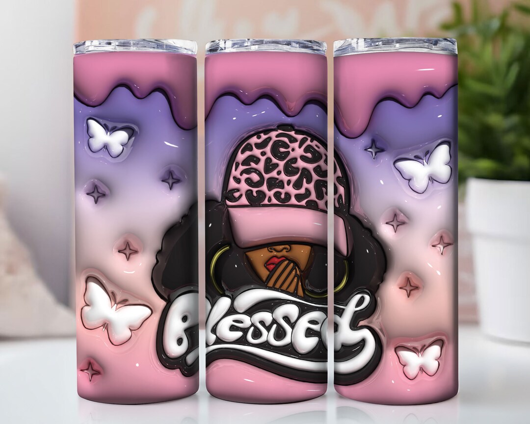 Inflated Blessed Tumbler Wrap PNG, Bubble Wrap Black Women 20oz ...