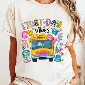 First Day Vibes Png, Back to School Coquette PNG Digital, School Bus ...