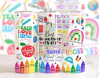 Teacher Tumbler Wrap Seamless Sublimation Teacher Appreciation Design ...