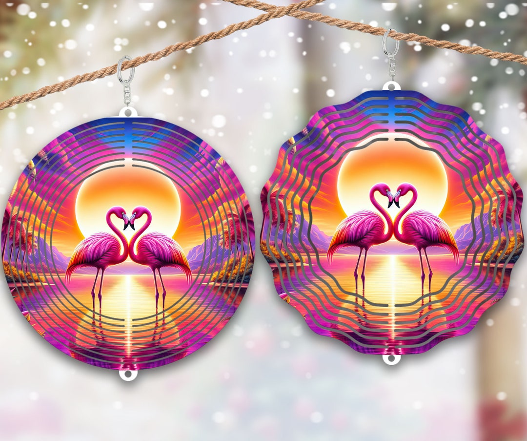 Flamingos Wind Spinner Design, Colourful Flamingos Sublimation Design ...