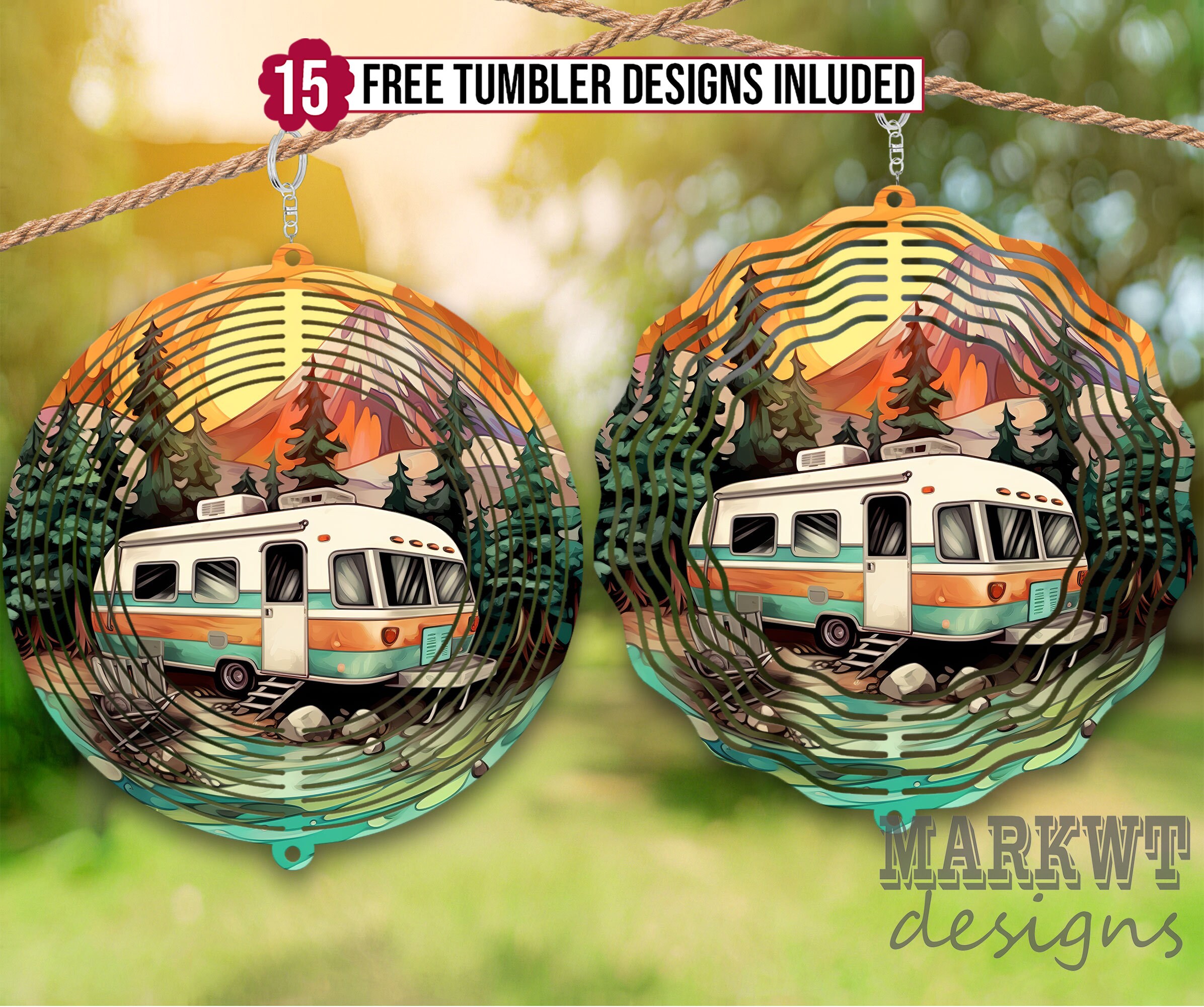 Wind Spinner Sublimation Design Watercolor Camping PNG Wind - Etsy