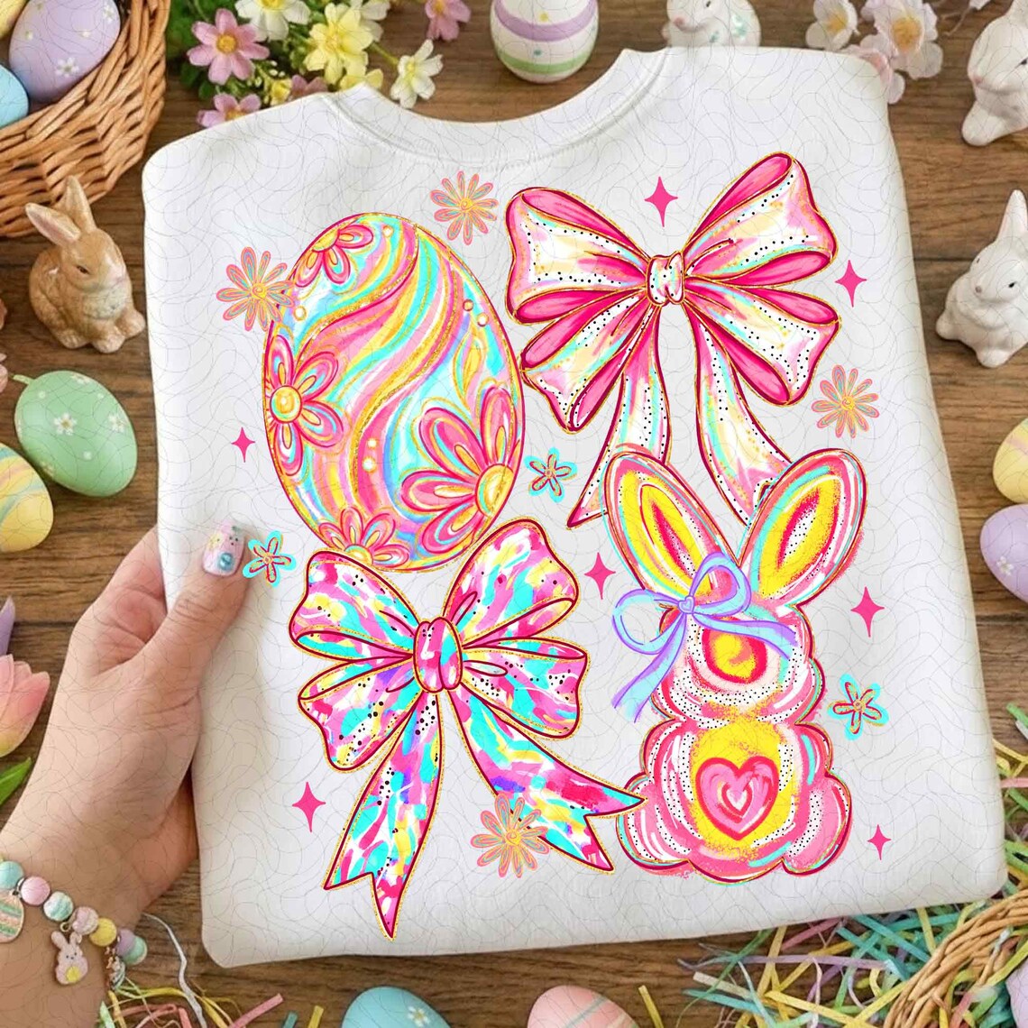 Easter Bunny Png, Easter Sublimation Png, Coquette Bow Png, Brushstroke ...