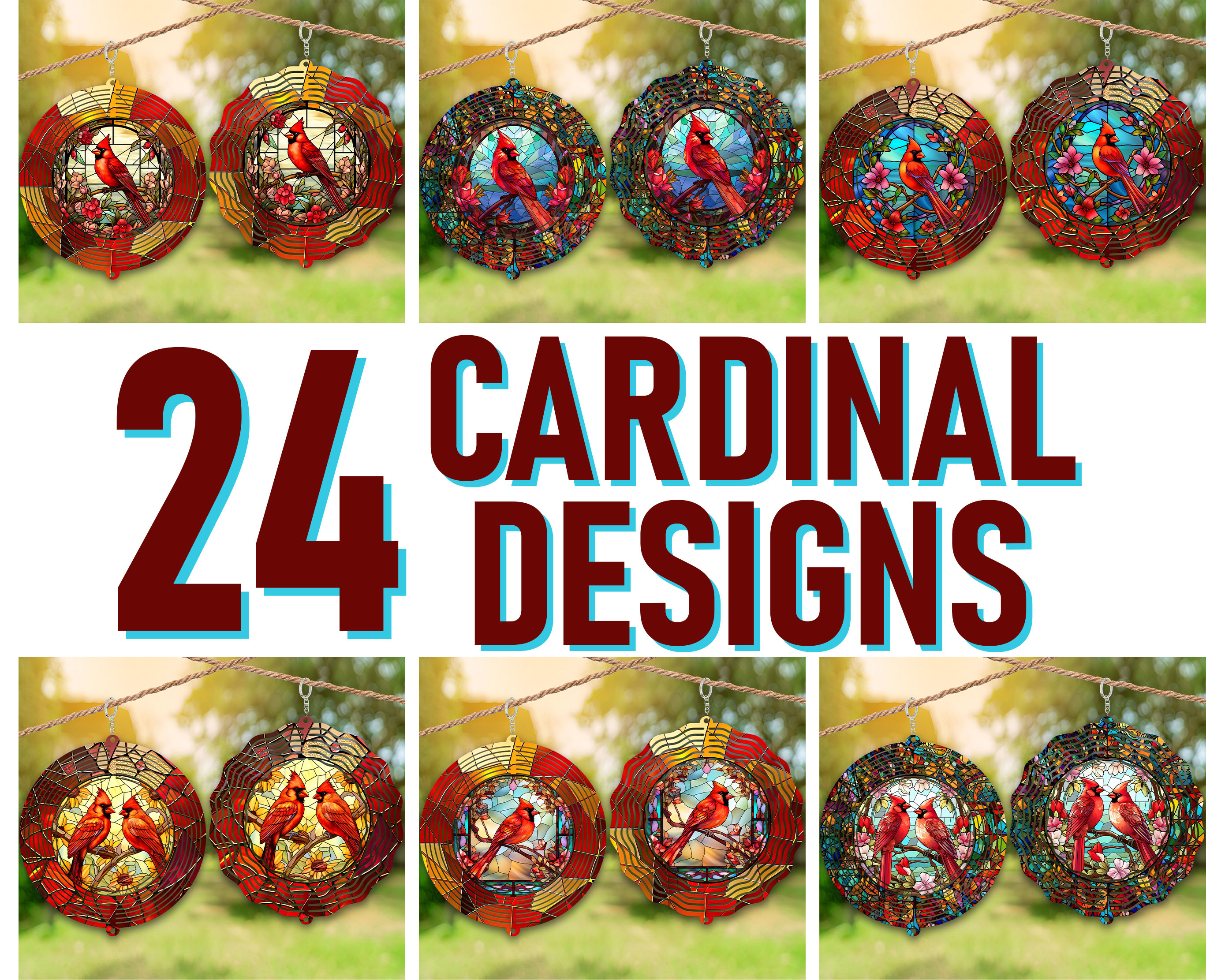 Bundle Stained Glass Cardinal Wind Spinner Png Sublimation - Etsy