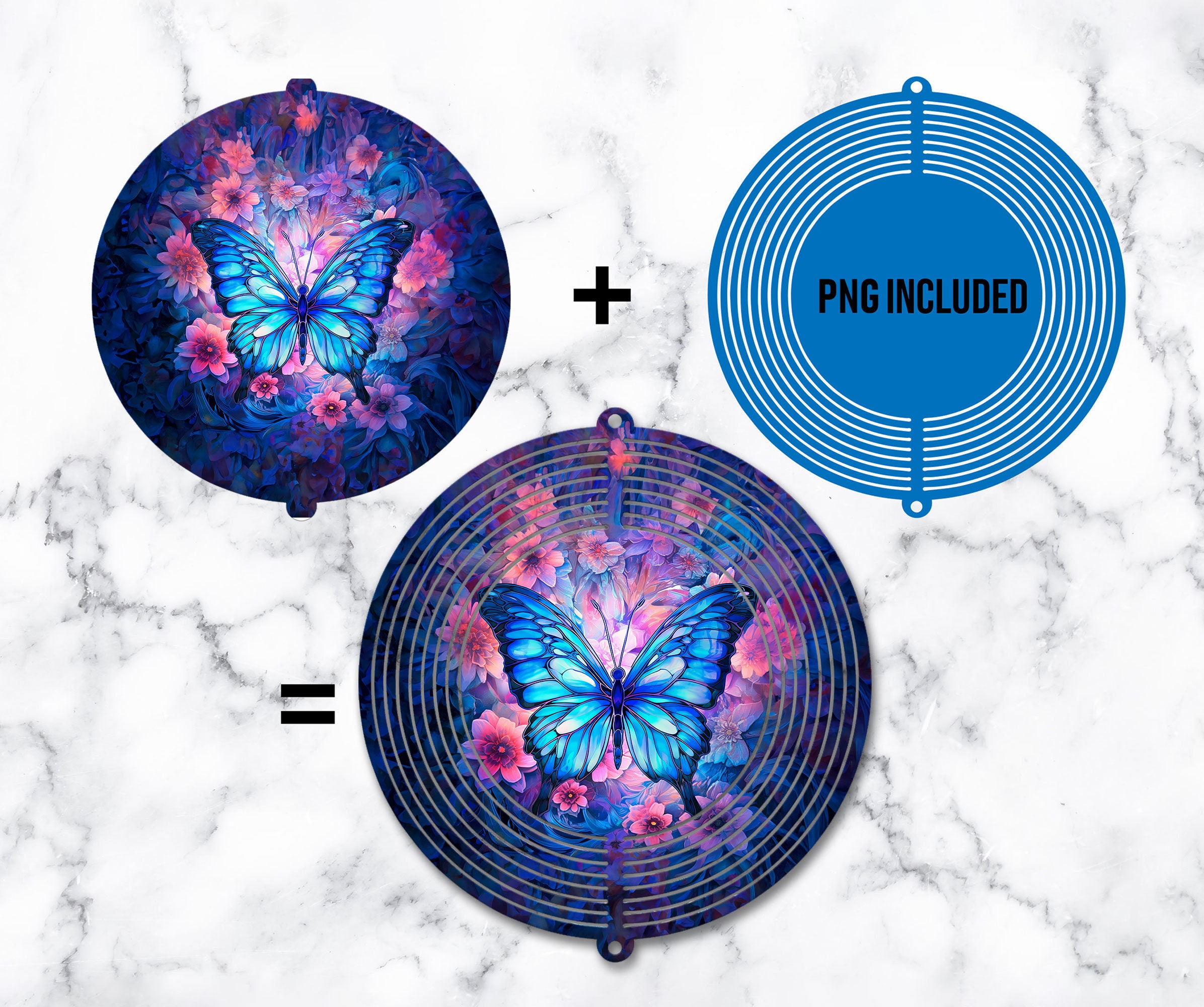 Butterfly Wind Spinner Stained Glass Sublimation Design Template, Wind ...