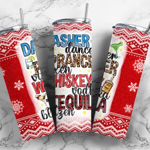 Funny Christmas Tumbler Wrap, Drunk Reindeer 20oz Skinny Tumbler ...