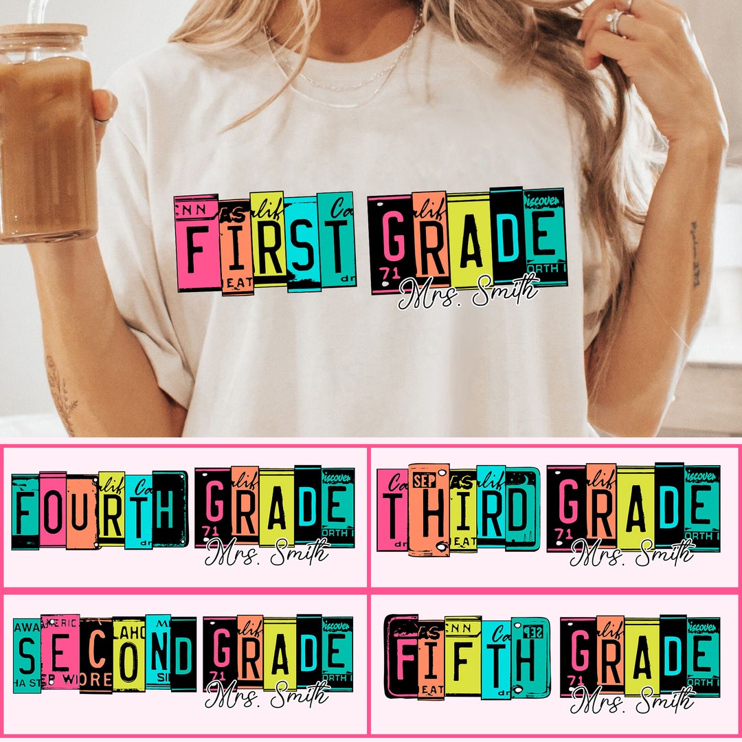 Retro Back to School Png Bundle, Pencil Rainbow Png, Custom Teacher Png ...