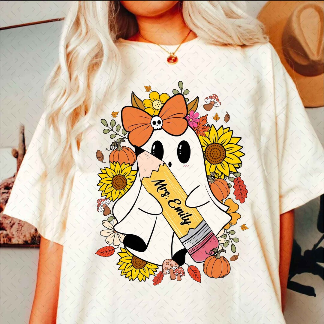 Fall Teacher Pencil Png, Teacher Halloween Ghost Png, Back to School ...