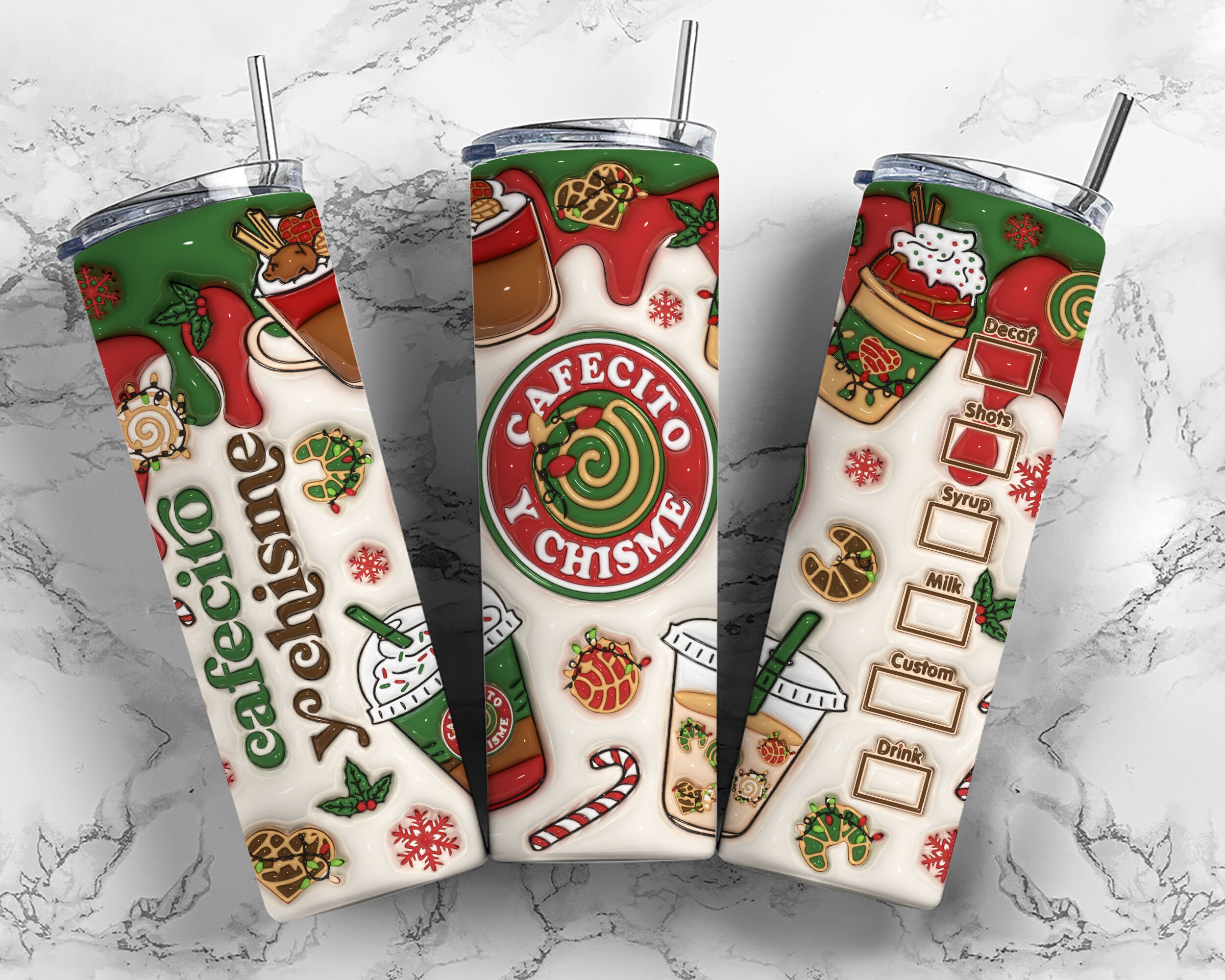3D Cafecito Y Chisme Christmas Conchas Inflated Tumbler Wrap, Concha ...