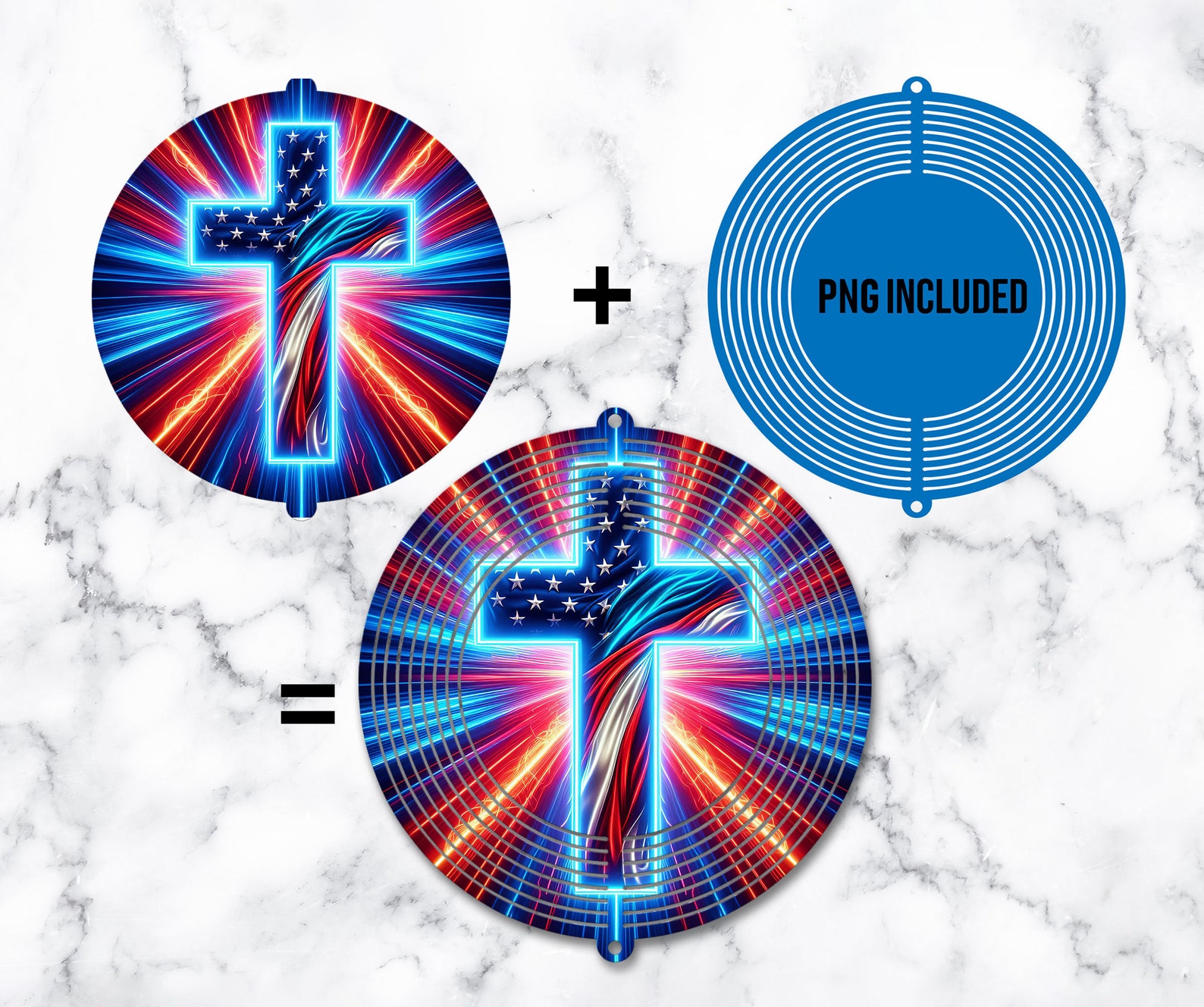 American Flag Memorial Cross Wind Spinner PNG Patriotic Cross Wind ...