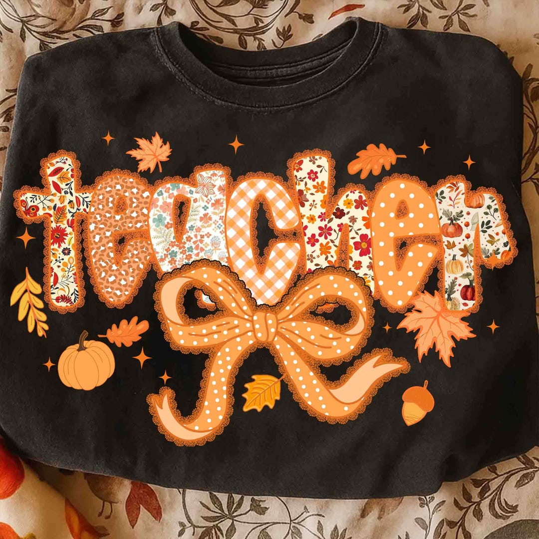 Teacher Fall Coquette Png, Preppy Teacher Autumn Png, Teach Love ...
