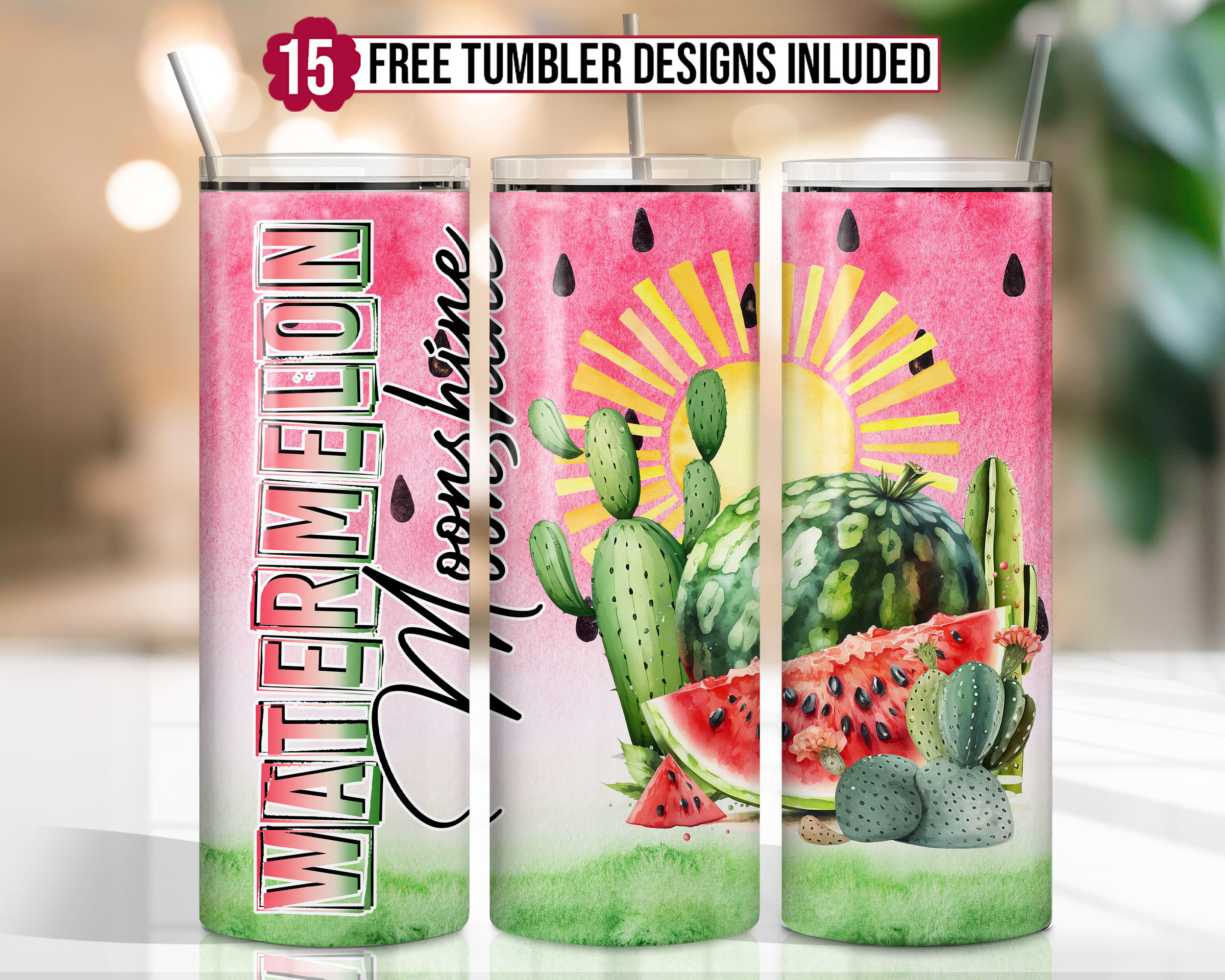 Watermelon Moonshine 20 Oz Skinny Tumbler Sublimation Design Digital ...