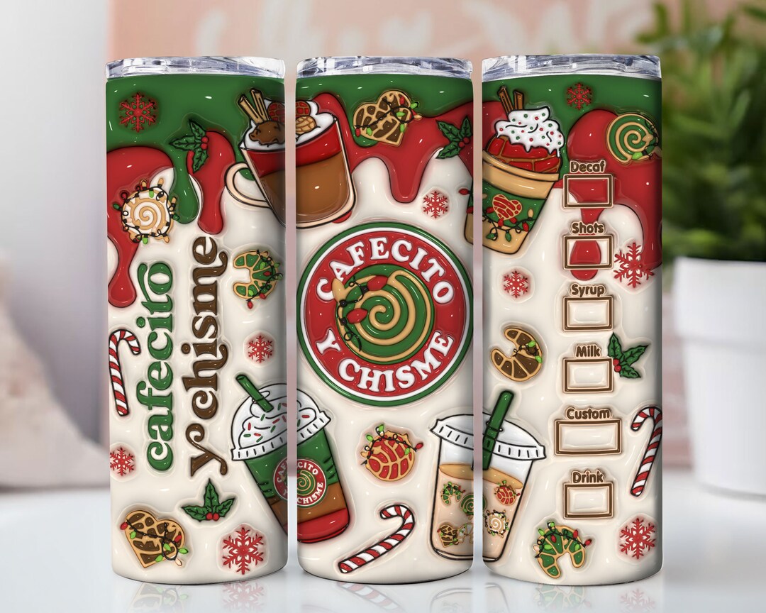 3D Cafecito Y Chisme Christmas Conchas Inflated Tumbler Wrap, Concha ...