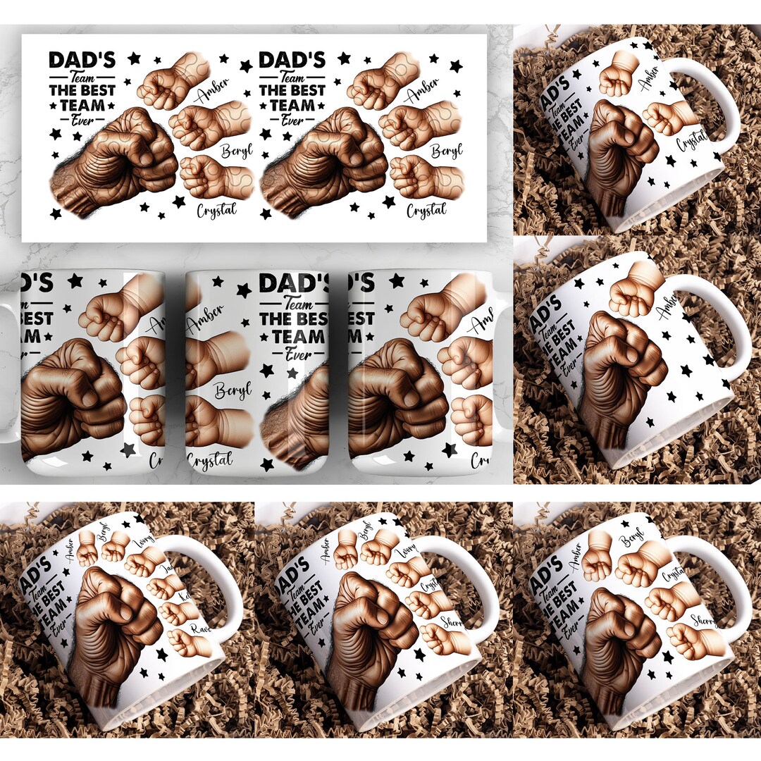 Personalized Dad Fist Bump Mug Wrap, Dad's Team 11oz Mug Template ...
