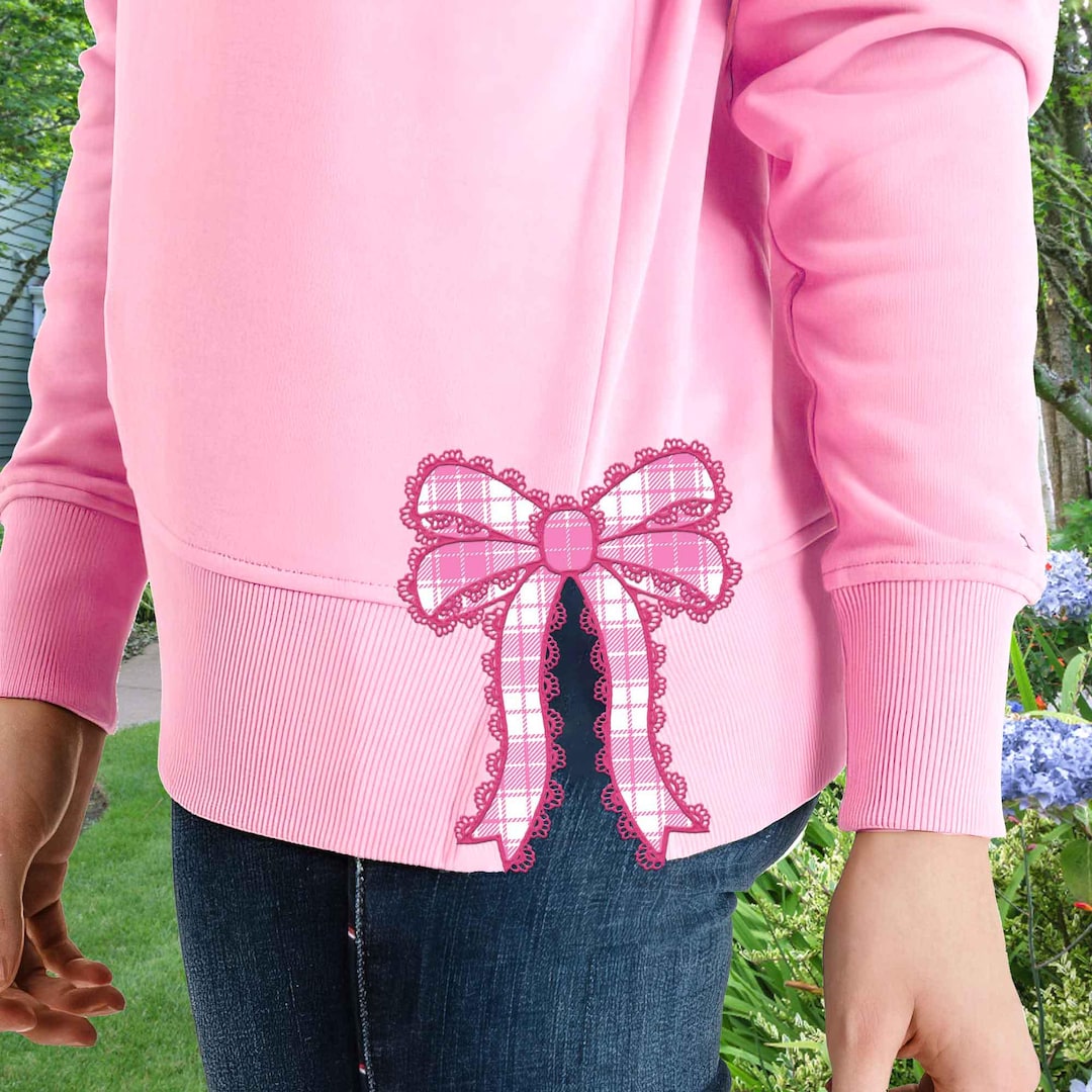 Side Bow Appliqué Sweatshirt Design for Machine Embroidery Classic Bow ...