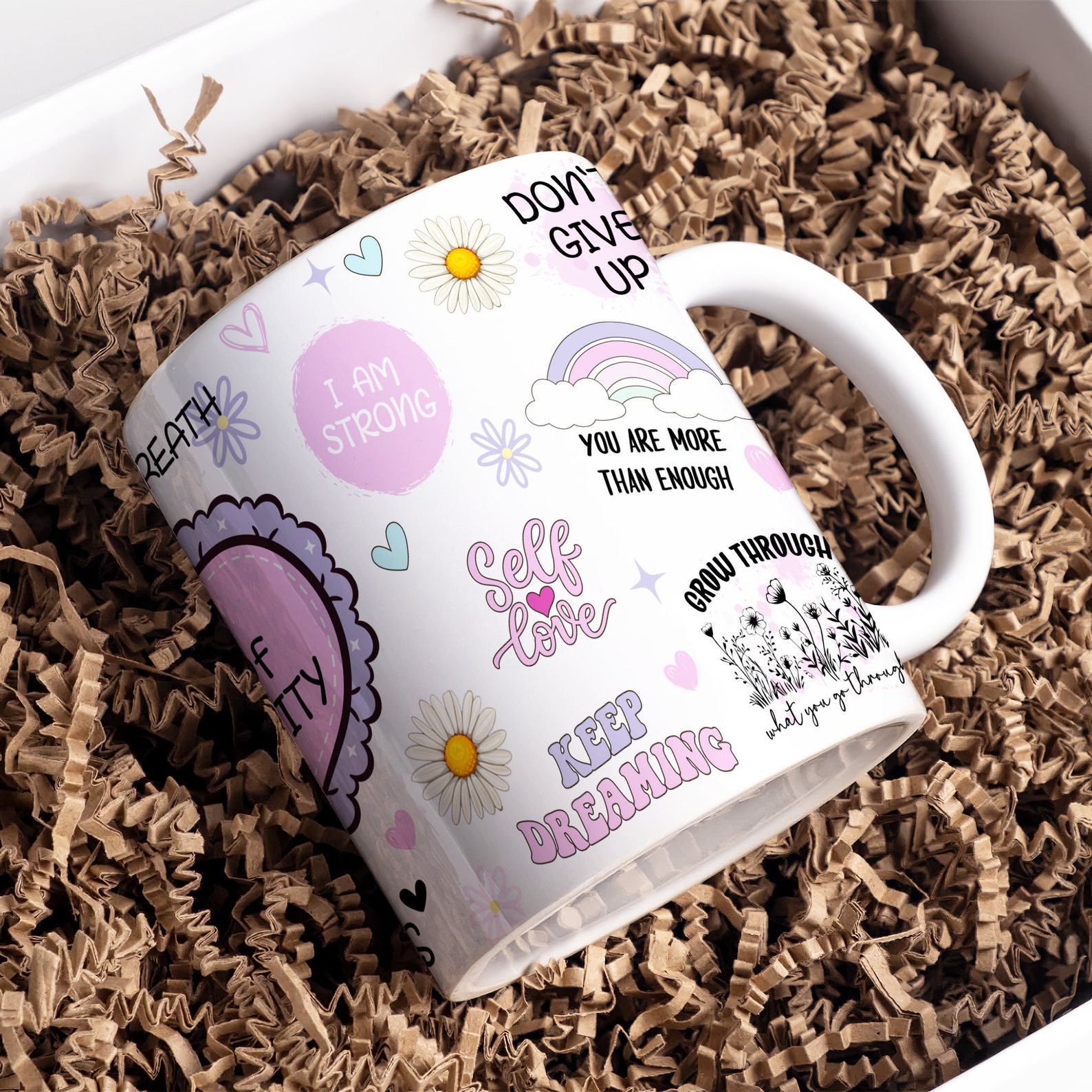Cup of Positivity Mug PNG, 11oz Mug Wrap for Sublimation, Sublimation ...
