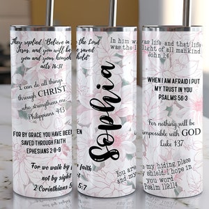 Bible Verses 20 Oz Skinny Tumbler Christian Tumbler Wrap Affirmations ...